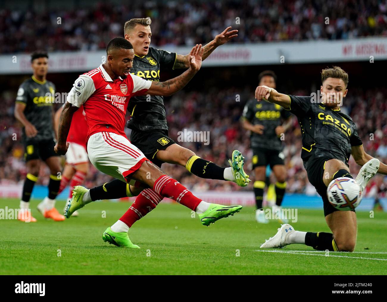 Arsenal's Gabriel Jesus has an attempt on goal during the Premier ...