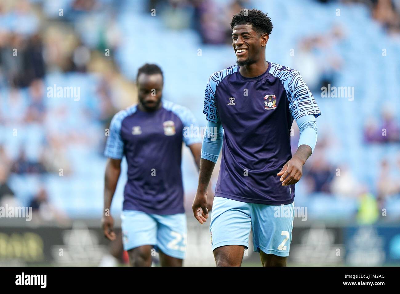 Coventry City's Jonathan Panzo (right) warming up prior to kick-off ...