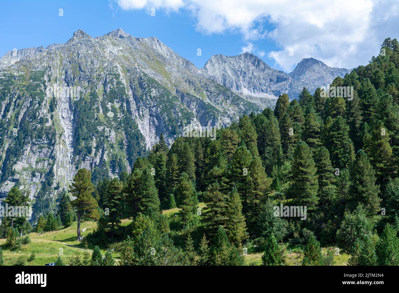 Impressive alpine view of high peaks in summer Stock Photo - Alamy