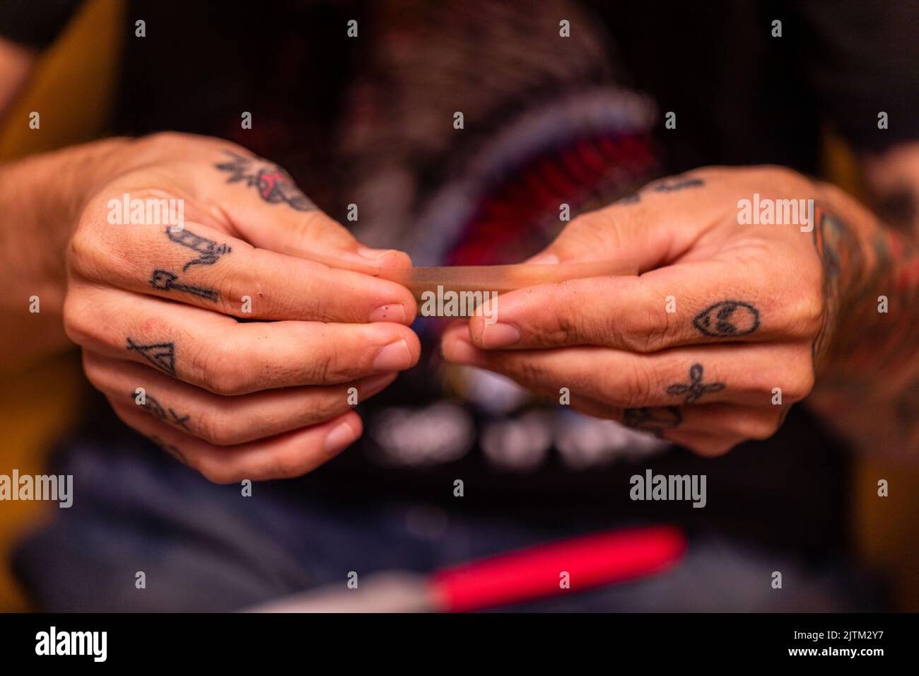 The man rolled the joint from fresh marijuana weed Stock Photo - Alamy