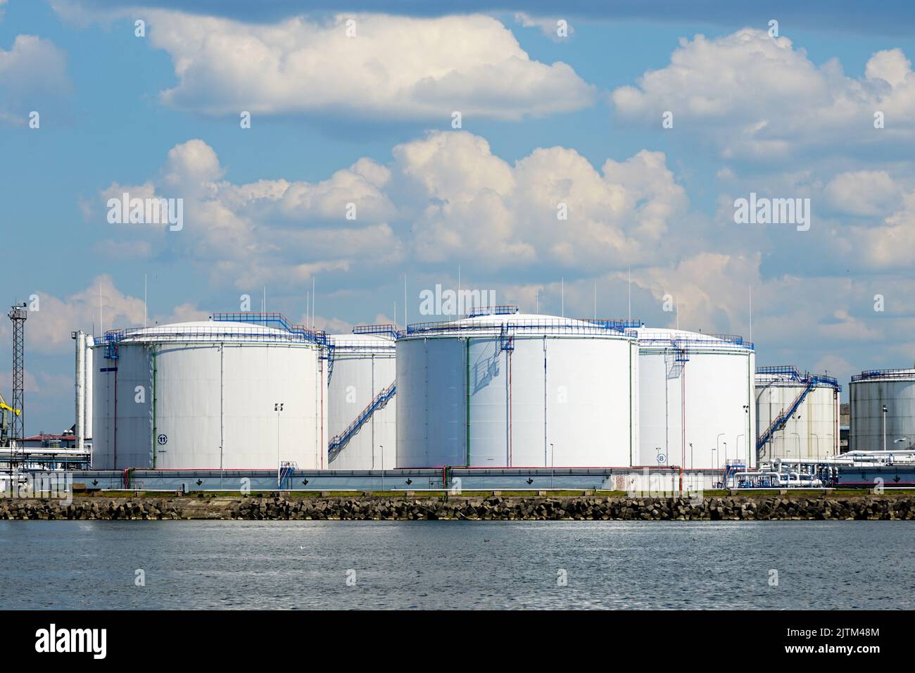Petrochemical refinery product tank farm at oil terminal for commercial ...