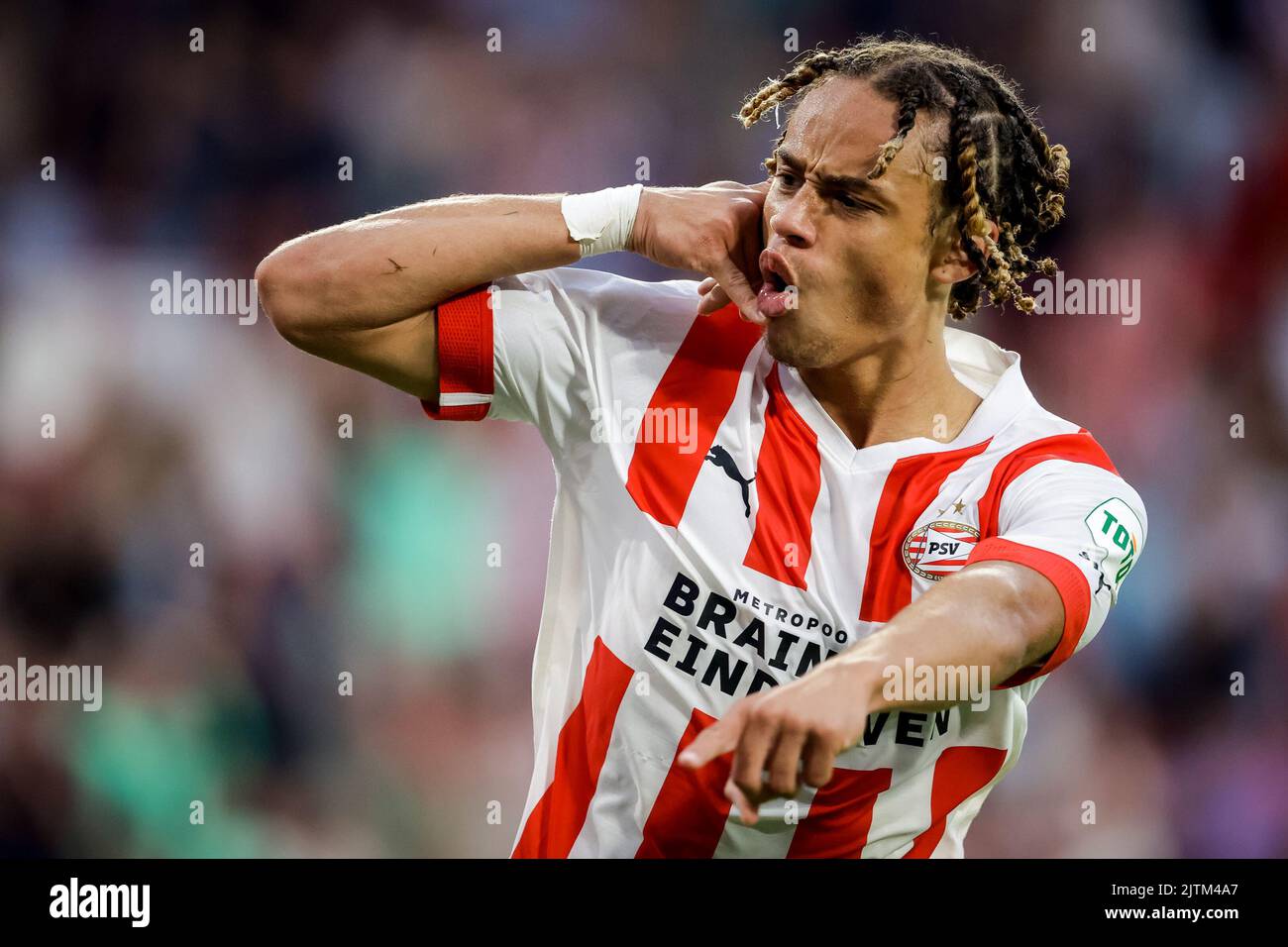 EINDHOVEN, NETHERLANDS - AUGUST 31: Xavi Simons of PSV celebrates after ...