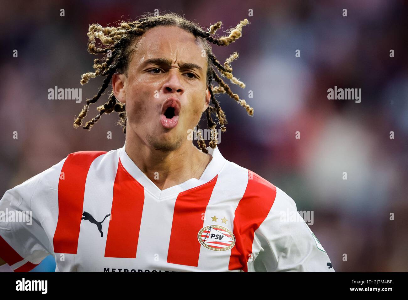EINDHOVEN, NETHERLANDS - AUGUST 31: Xavi Simons of PSV celebrates after ...