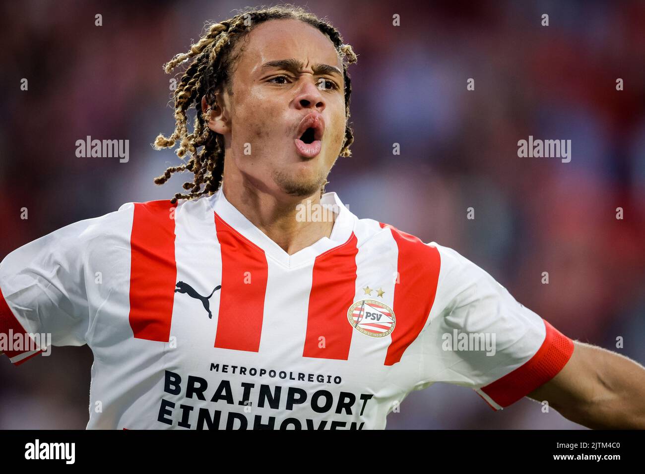 EINDHOVEN, NETHERLANDS - AUGUST 31: Xavi Simons of PSV celebrates after ...