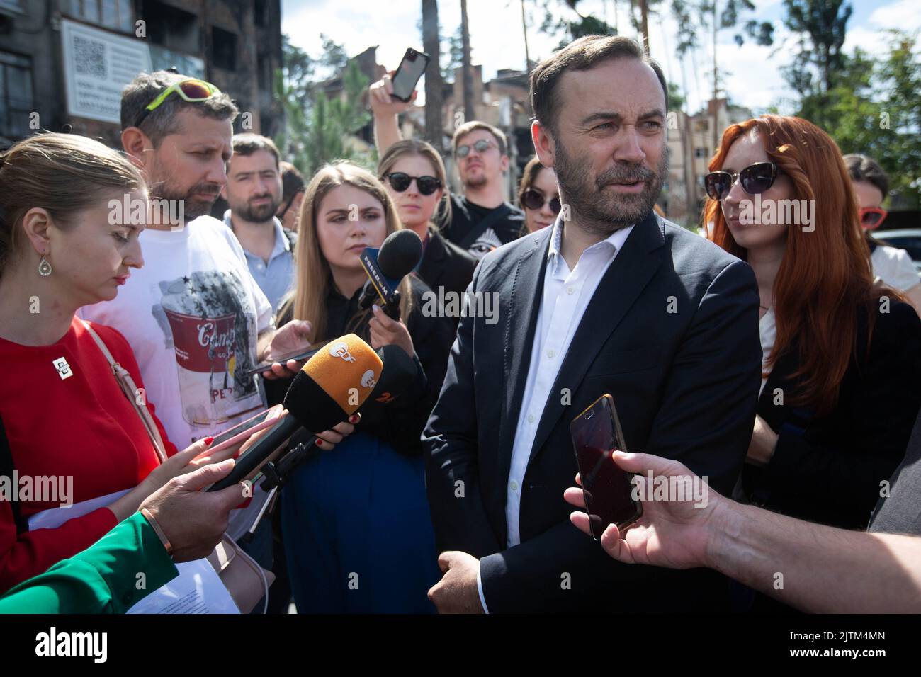 Ex-deputy of Russia's Duma Ilya Ponomarev speaks to the media before ...