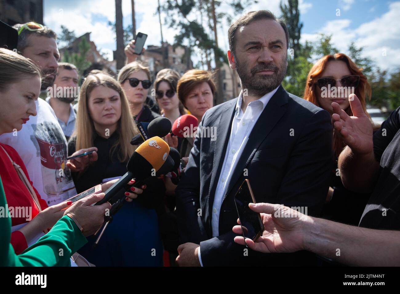 Ex-deputy of Russia's Duma Ilya Ponomarev speaks to the media before ...