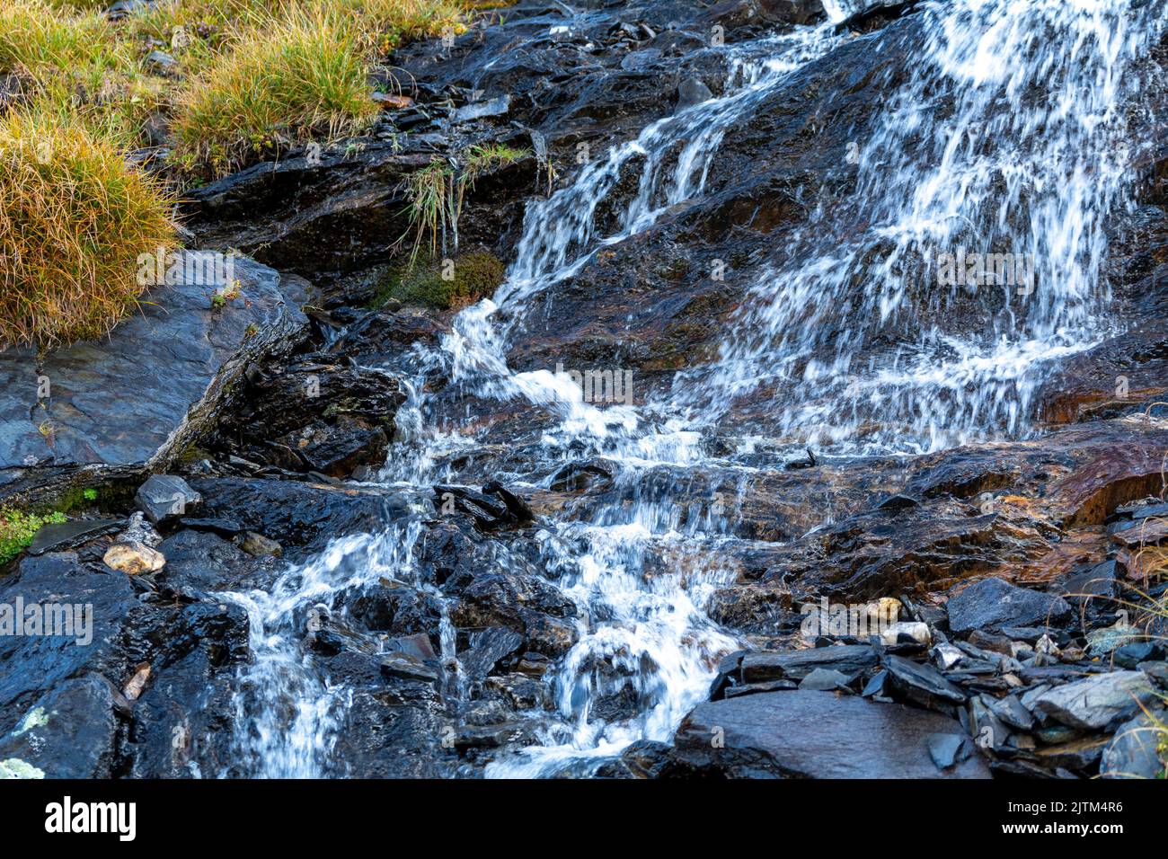 Cristal clear alpine stream with fresh water in the Austrian Alps Stock ...