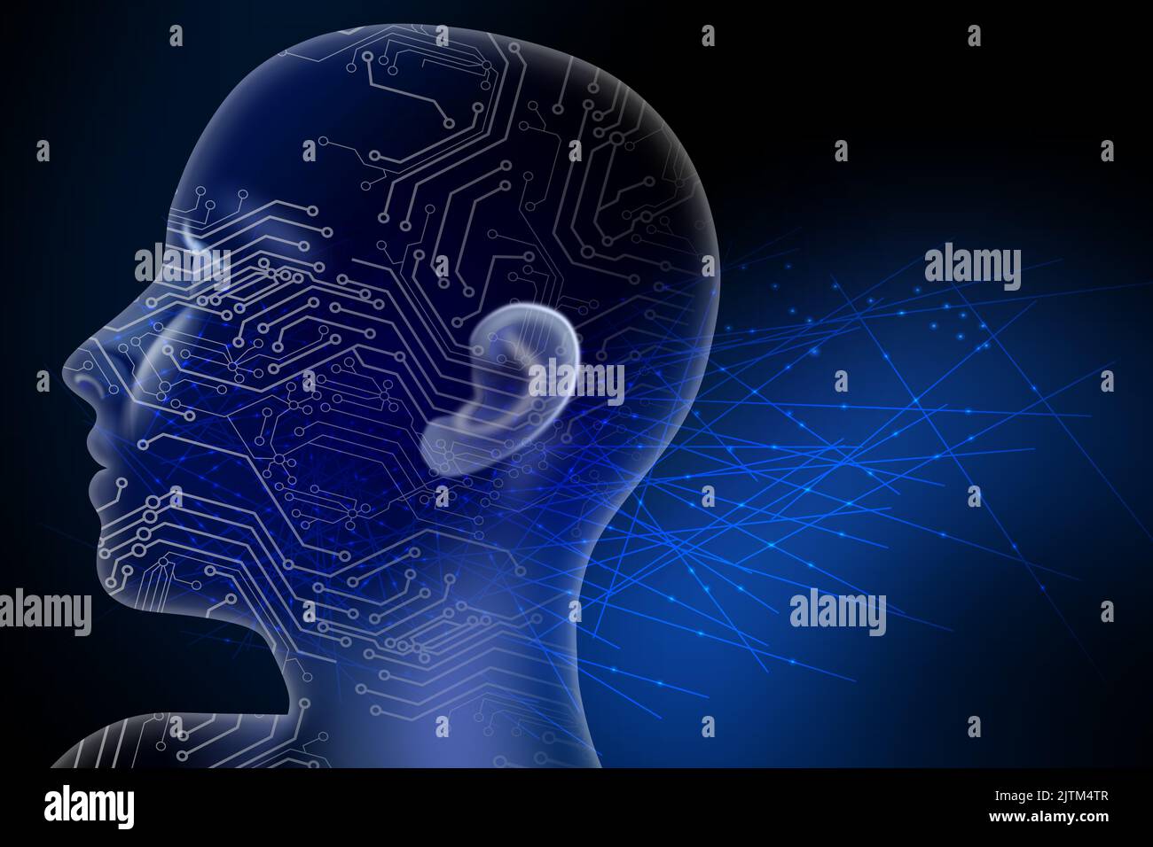 A blue artificial intelligence technology background Stock Photo - Alamy