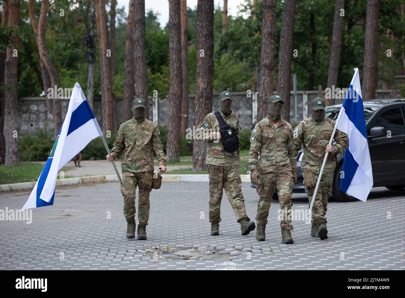Soldiers of the Russian Legion "Freedom of Russia" walk on the streets ...