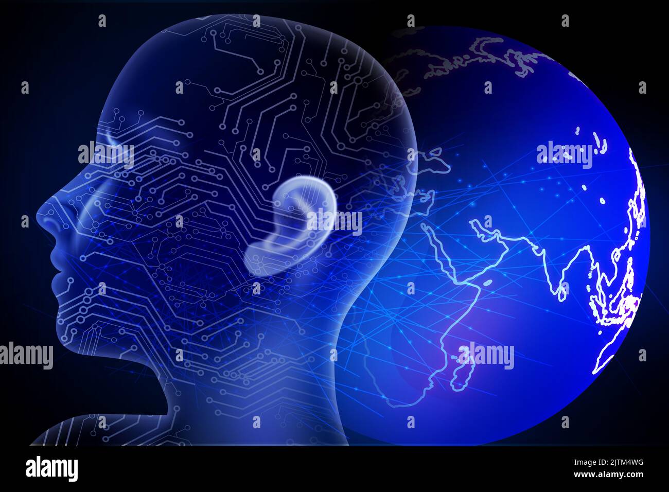 A blue artificial intelligence technology background Stock Photo - Alamy