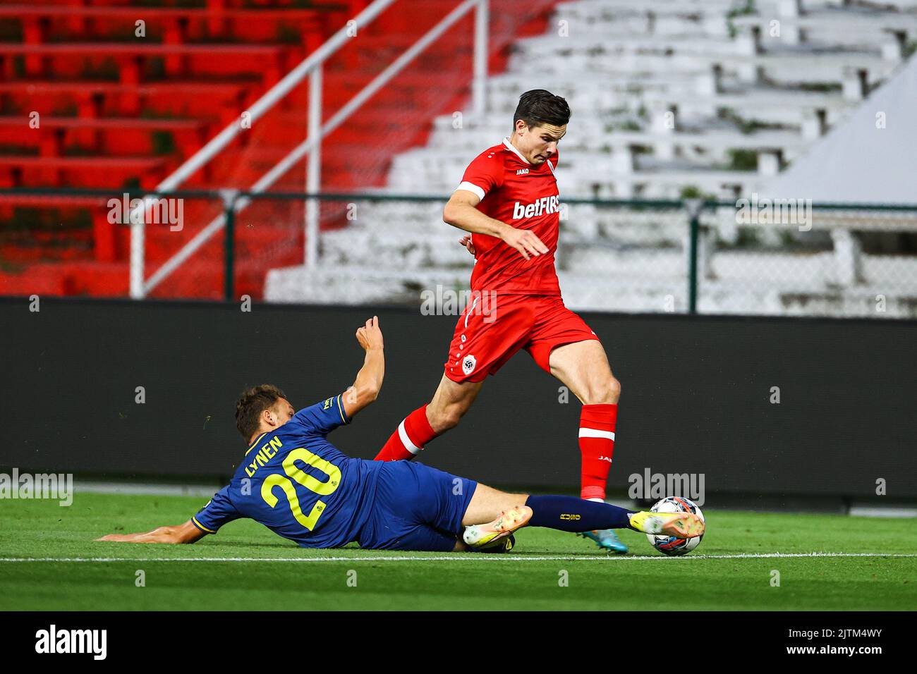 Antwerp, Belgium, 31/08/2022, Union's Senne Lynen and Antwerp's Jurgen ...