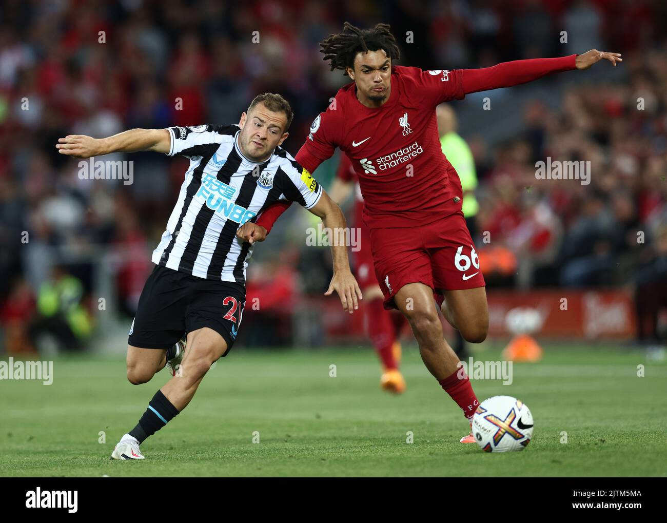 Liverpool, England, 31st August 2022. Ryan Fraser of Newcastle United ...