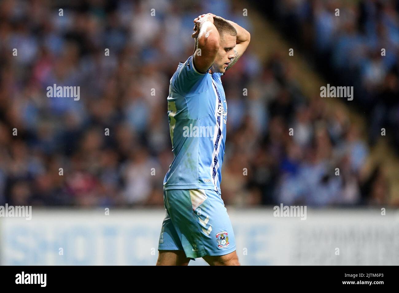 Coventry City's Jake Bidwell rues a missed chance during the Sky Bet ...