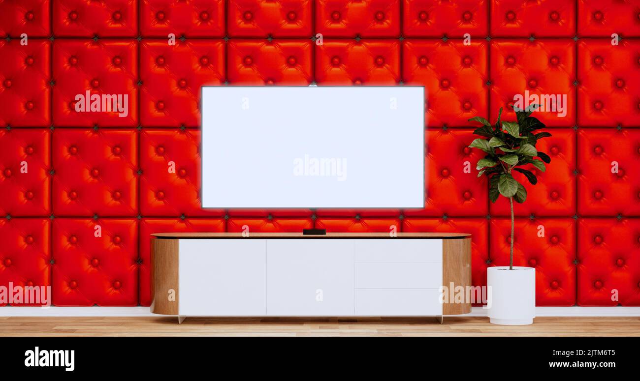 Red modern room,minimal designs. 3d rendering Stock Photo - Alamy