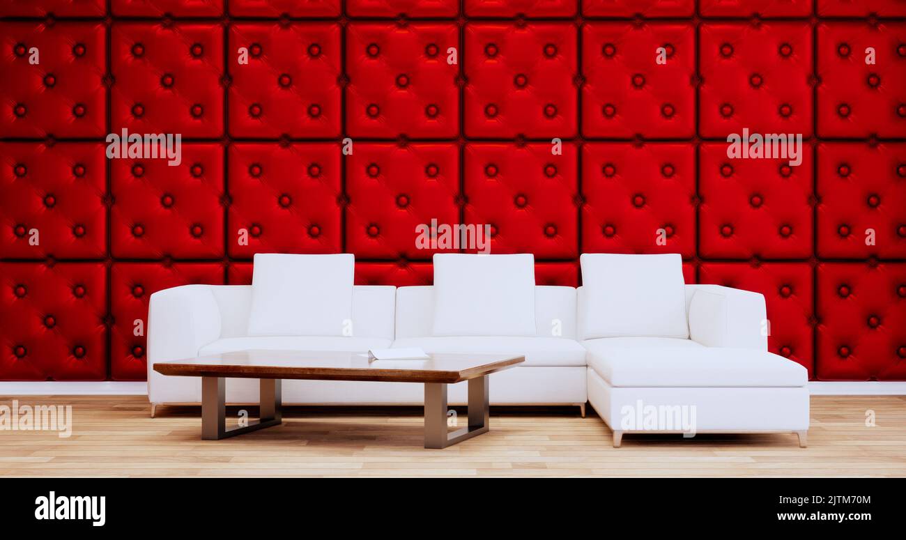 Red modern room,minimal designs. 3d rendering Stock Photo - Alamy