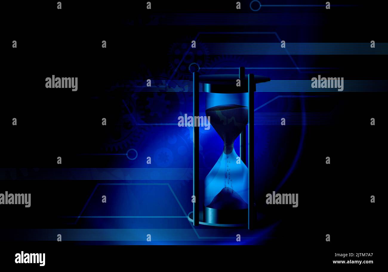 A 3D rendering of an abstract technology background of an hourglass under dynamic lighting Stock ...