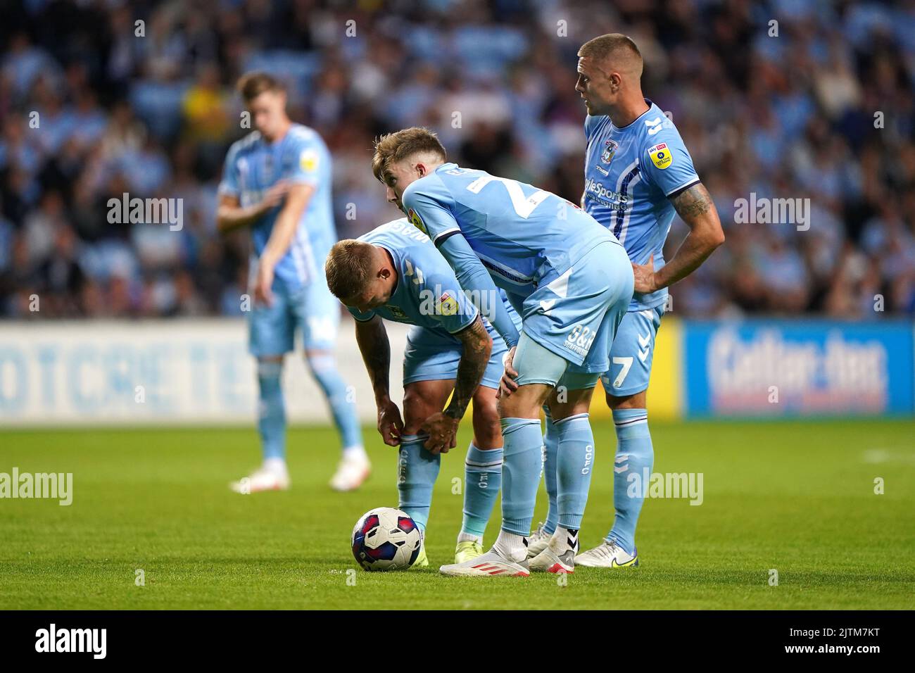 Coventry City's Martyn Waghorn (left), Josh Eccles and Jake Bidwell ...