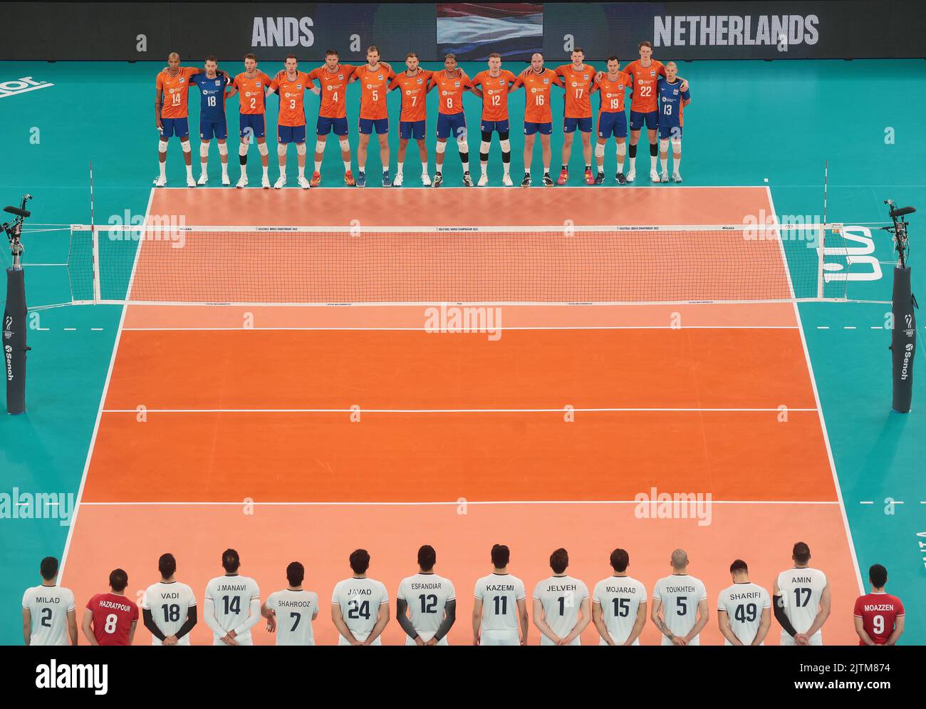 LJUBLJANA, SLOVENIA - AUGUST 31: Teams of the Netherlands and Iran ...