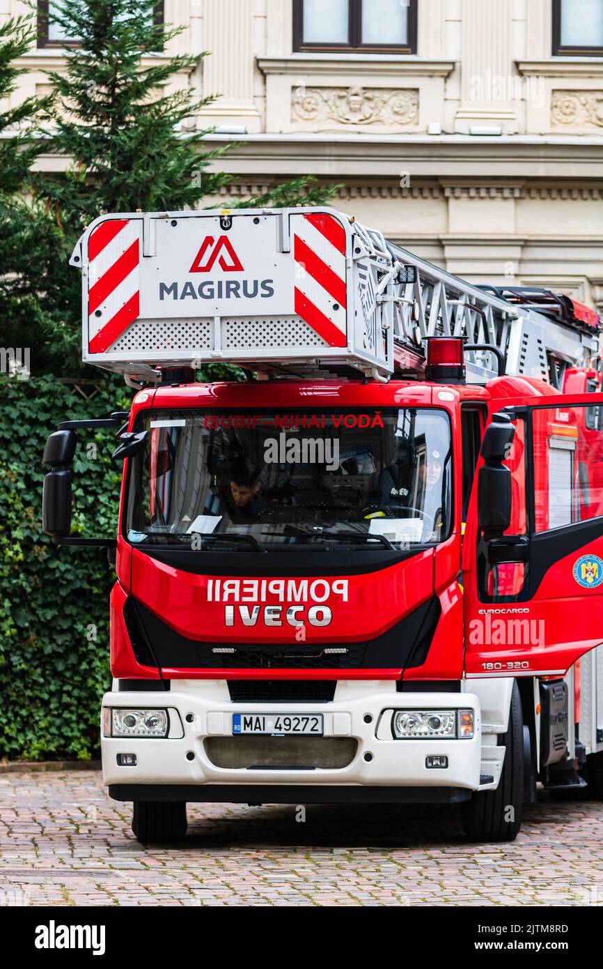 Romanian Firefighting emergency fireman (Pompierii) in Bucharest ...