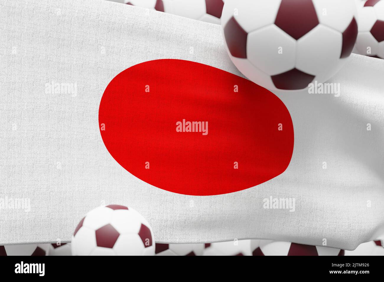 Japan Flag with Ball. World Football 2022 Minimal 3D Render ...