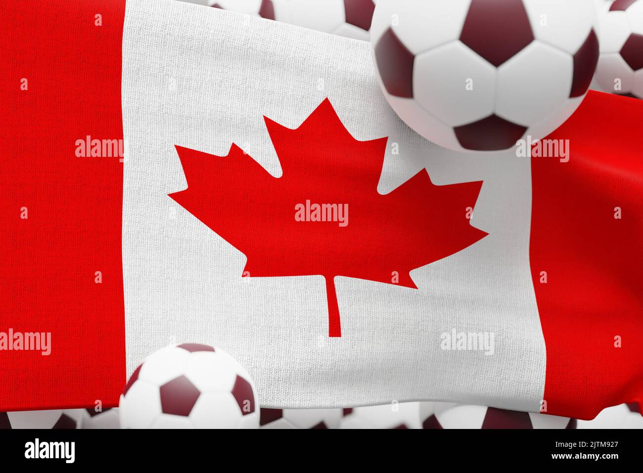 Canada Flag with Ball. World Football 2022 Minimal 3D Render ...