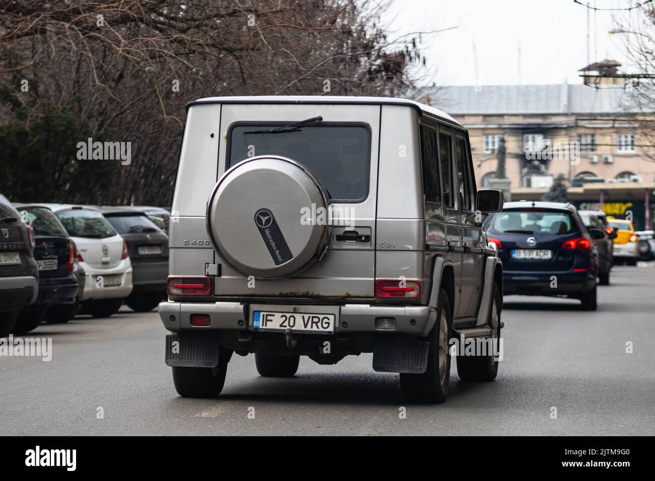 Car traffic, pollution, traffic jam in the morning and evening in the ...