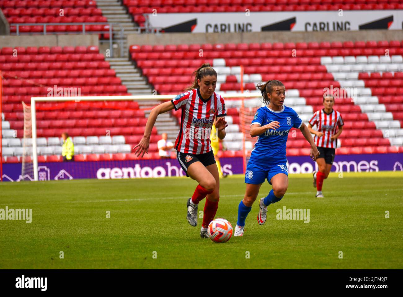 Sunderland Women forward Emily Scarr races away from the Birmingham ...