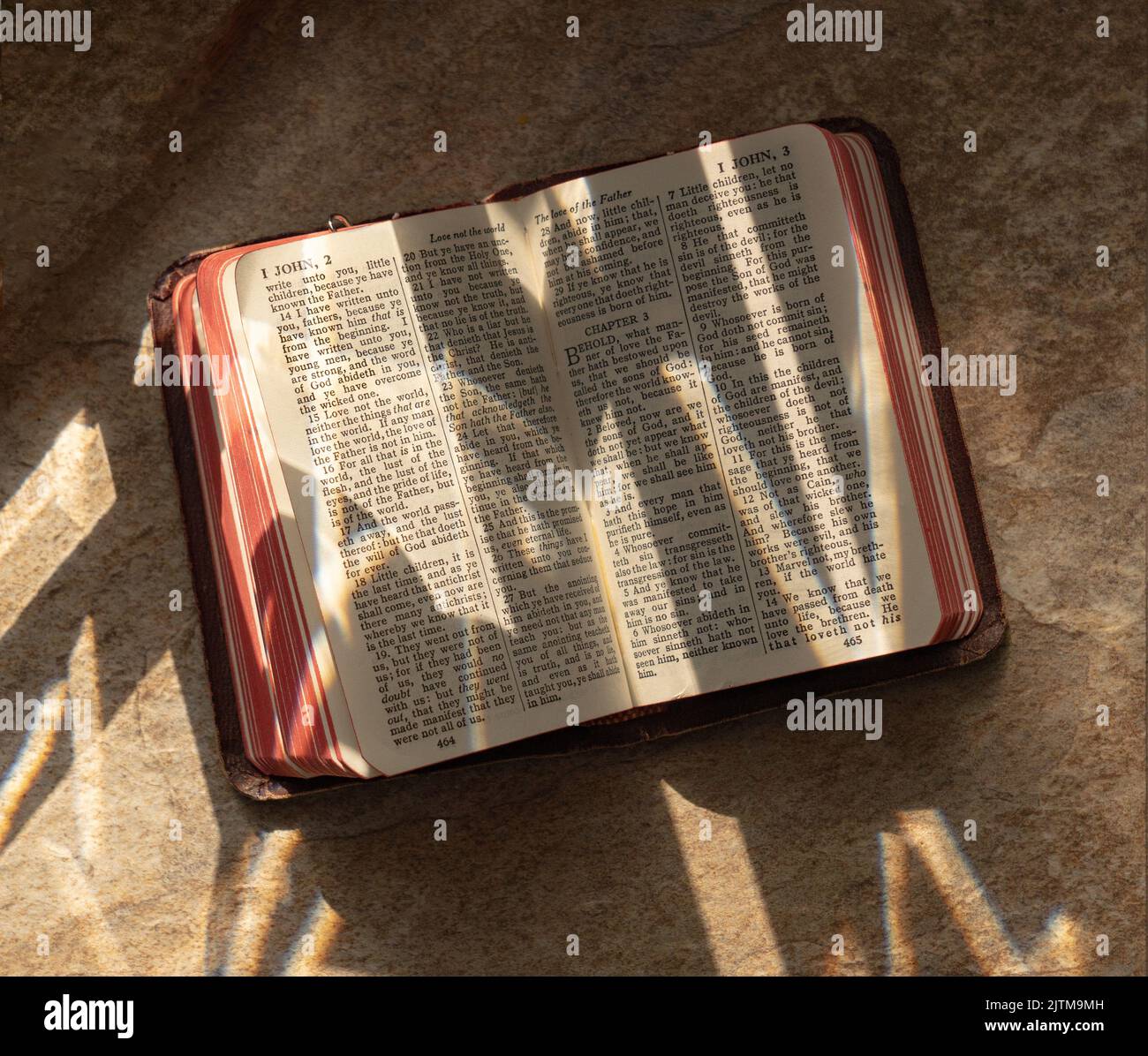 Open Bible in dark and light makes text hard to interpret. A Bible ...