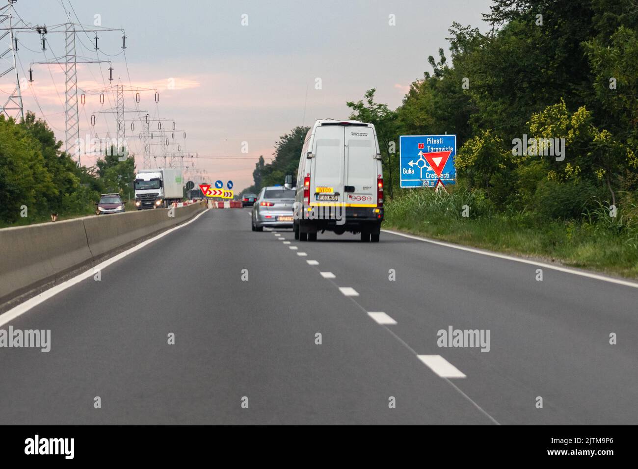 Car traffic, pollution, traffic jam in the morning and evening in the ...