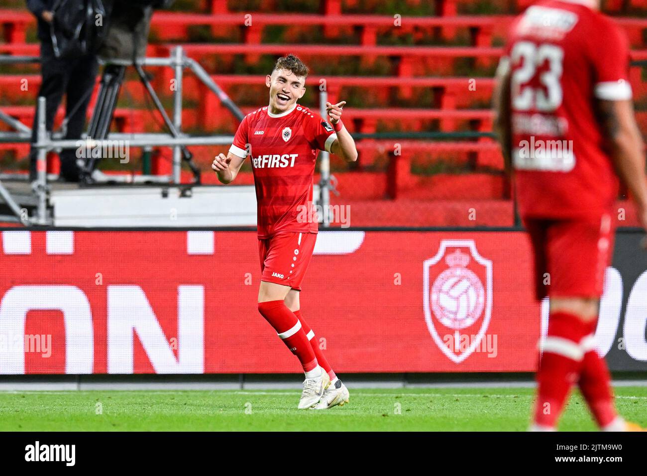Antwerp, Belgium, 31/08/2022, Antwerp's Sam Vines celebrates after ...