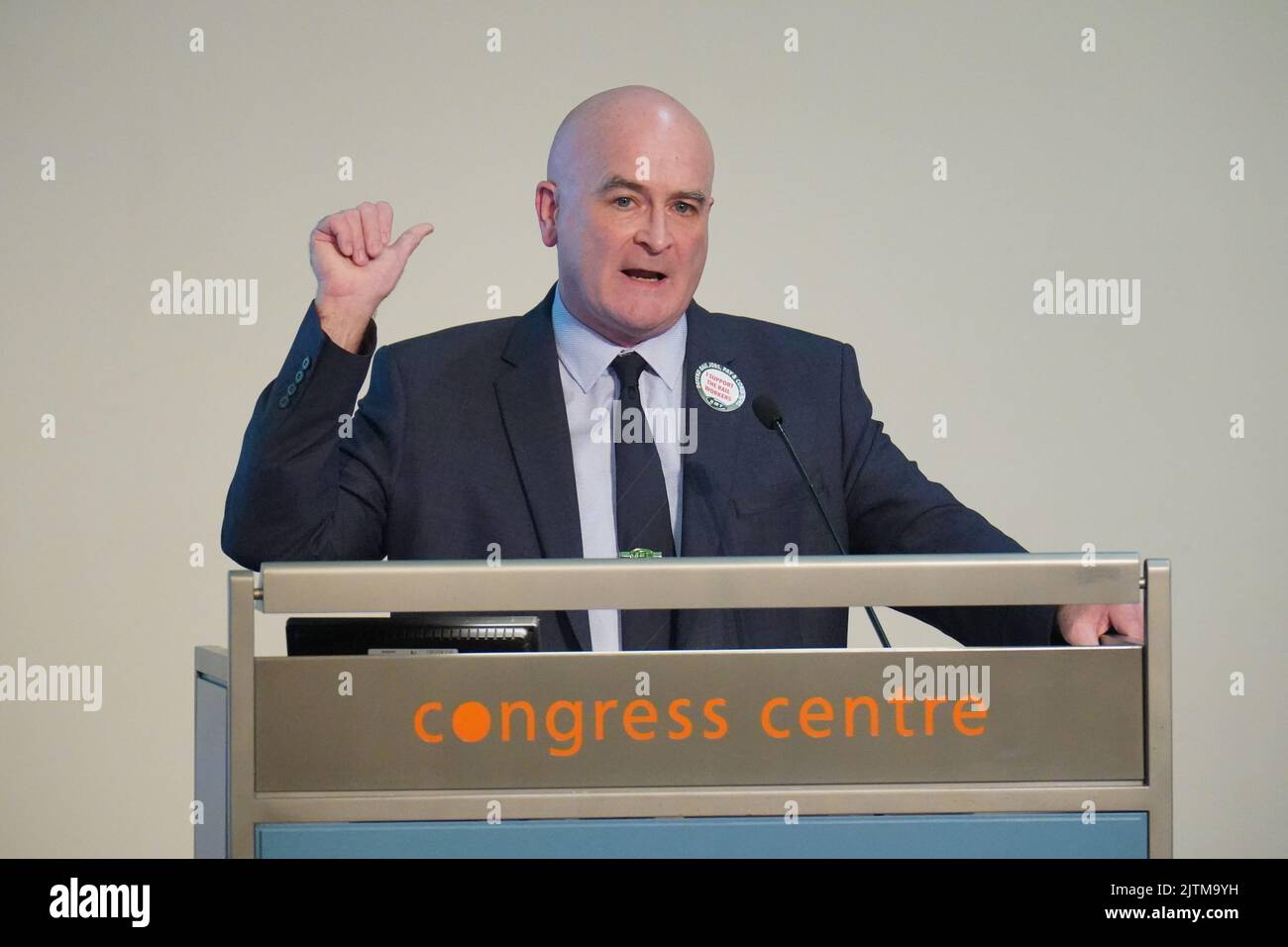 Mick Lynch, general secretary of the Rail, Maritime and Transport union ...