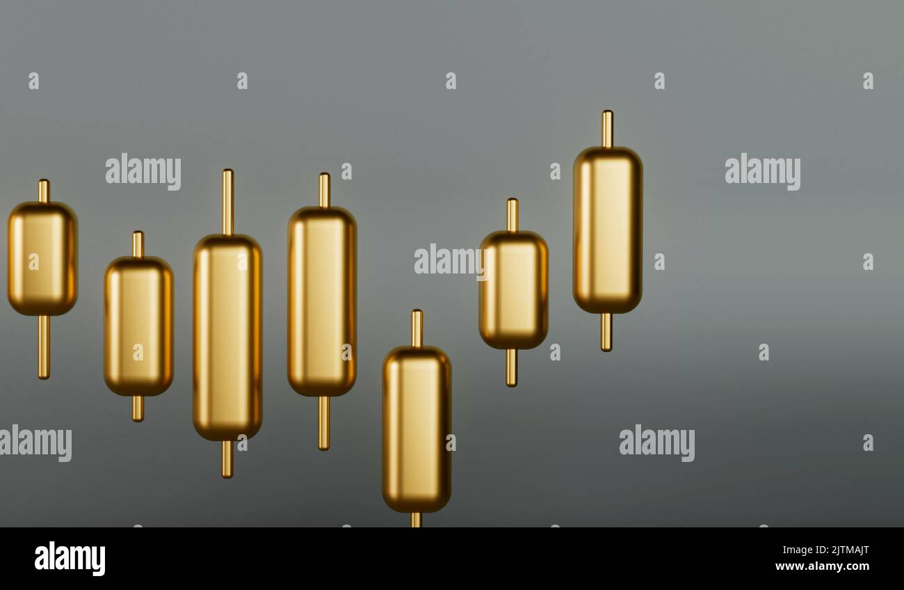 Gold stock market trading forex investing graph. 3D Rendering Stock ...