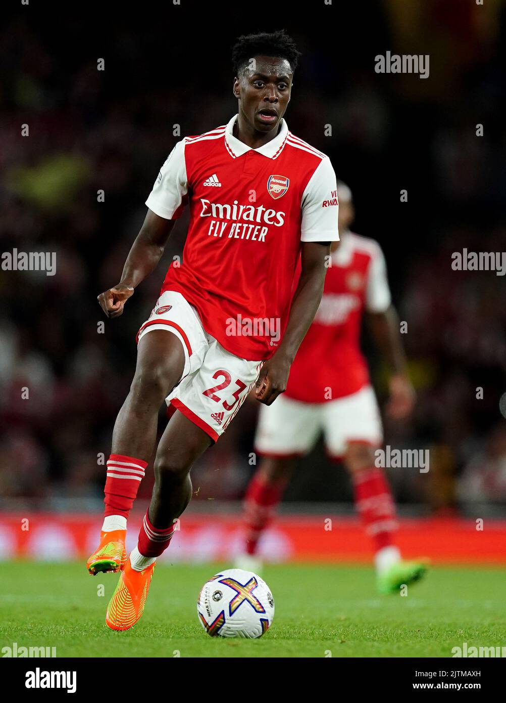 Arsenal’s Albert Sambi Lokonga in action during the Premier League ...
