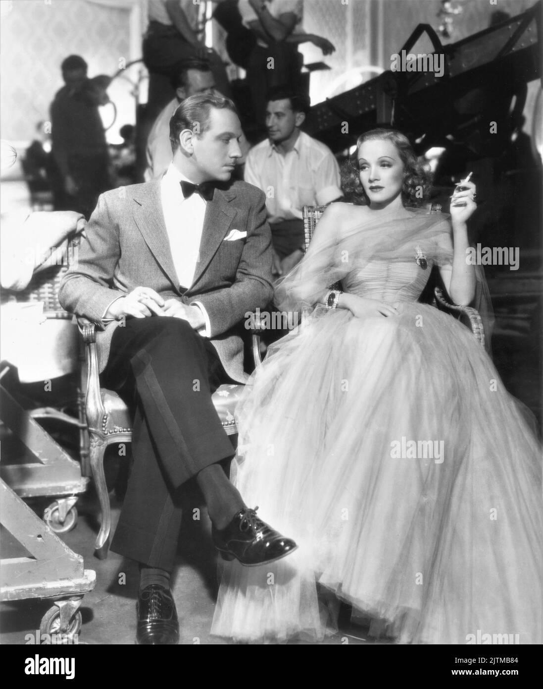 MELVYN DOUGLAS and MARLENE DIETRICH with Film / Movie Crew on set ...