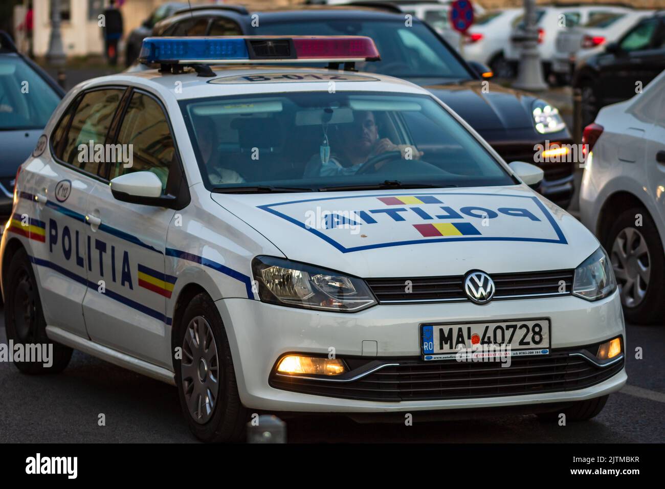 Romanian Police Car (Politia Rutiera) in Bucharest traffic, Romania ...