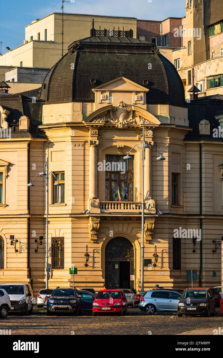 Car traffic, pollution, traffic jam in the morning and evening in the capital city of Bucharest ...