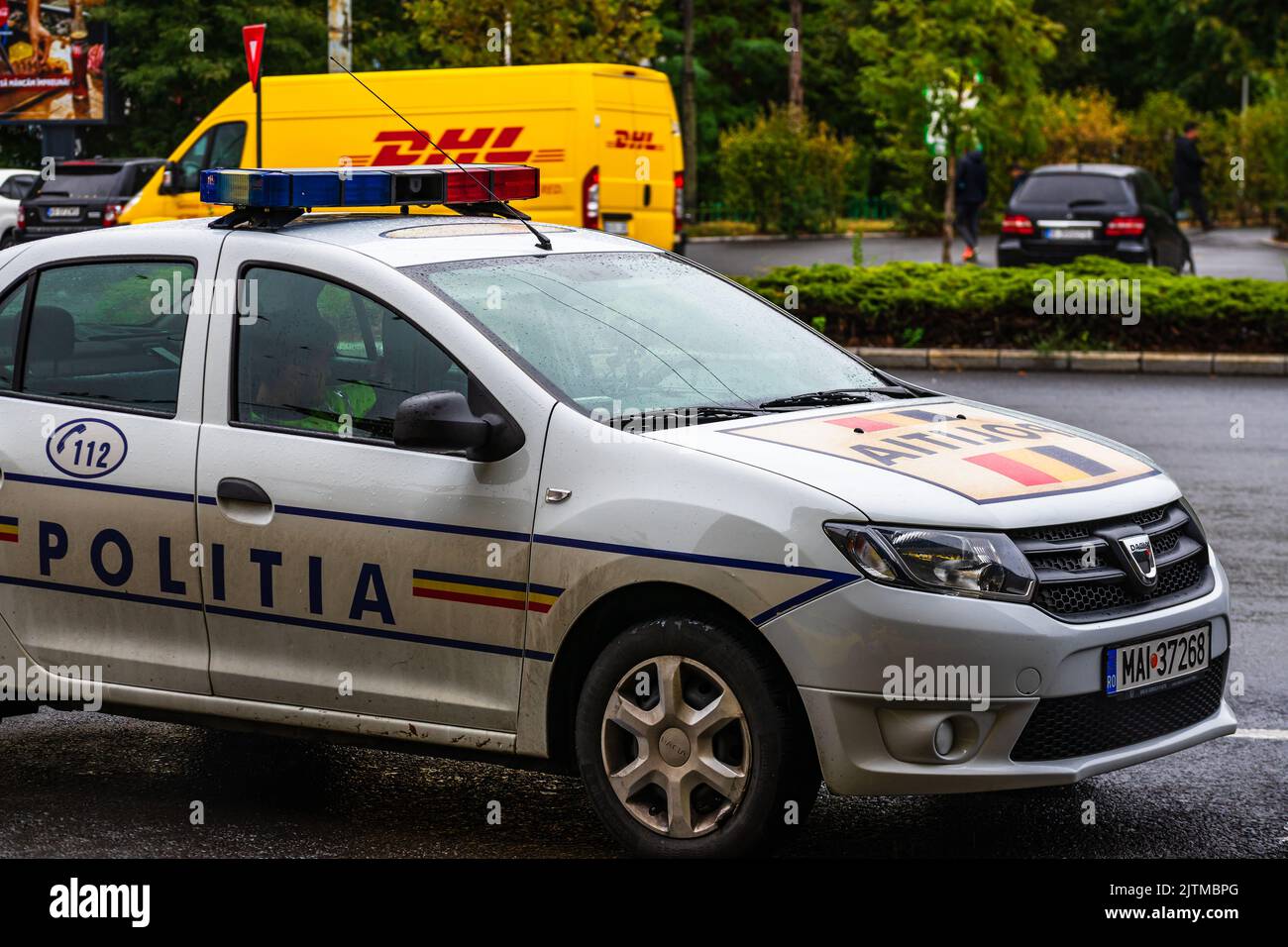 Romanian Police Car (Politia Rutiera) in Bucharest traffic, Romania ...