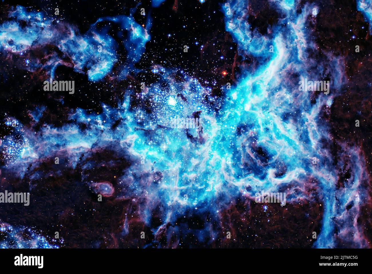 Beautiful blue space nebula. Elements of this image furnished by NASA ...