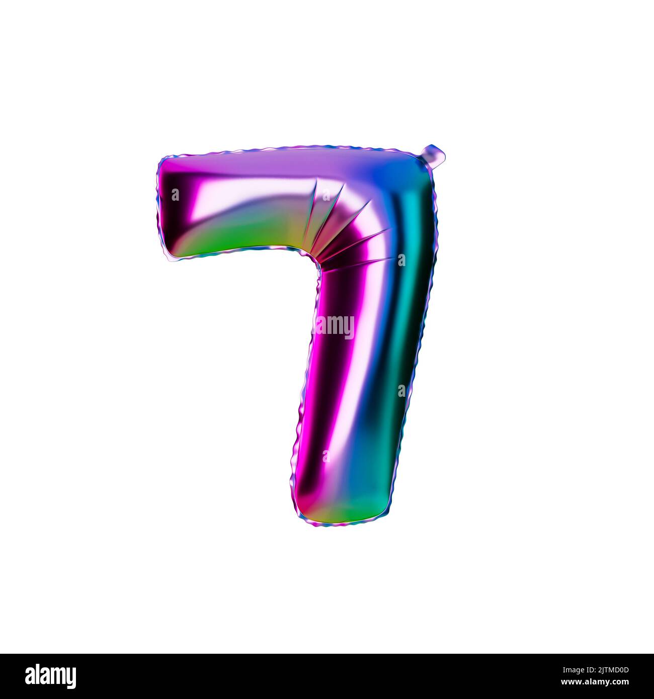 Number 7 iridescent foil helium balloon. 3D Rendering Stock Photo - Alamy