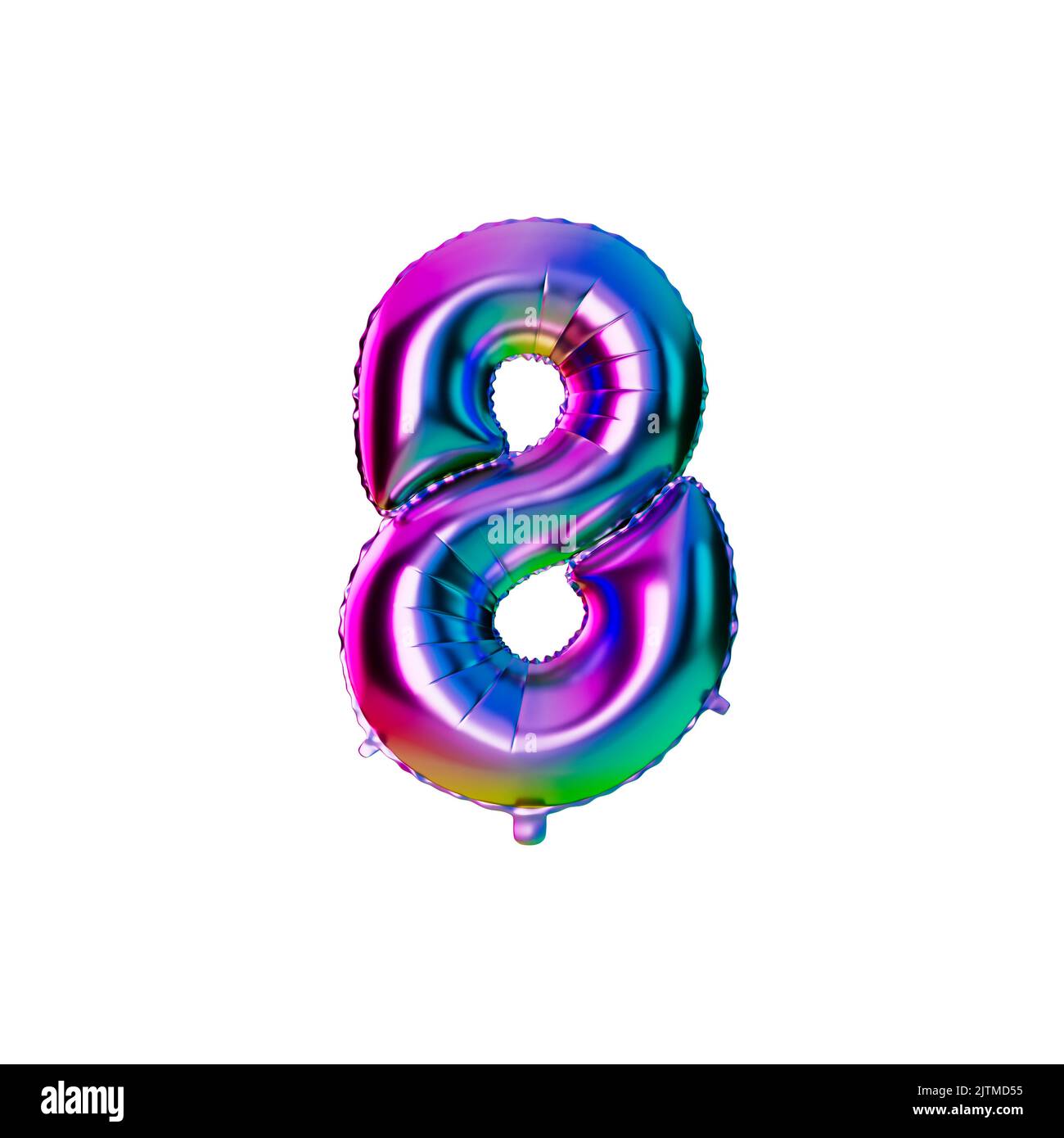 Number 8 iridescent foil helium balloon. 3D Rendering Stock Photo - Alamy