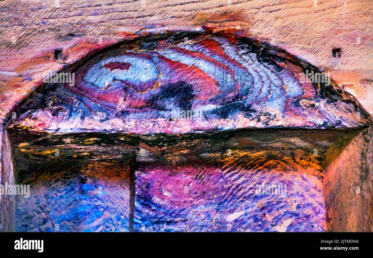 Rose Red Blue Rock Tomb Arch Petra Jordan. Built by the Nabataens in ...