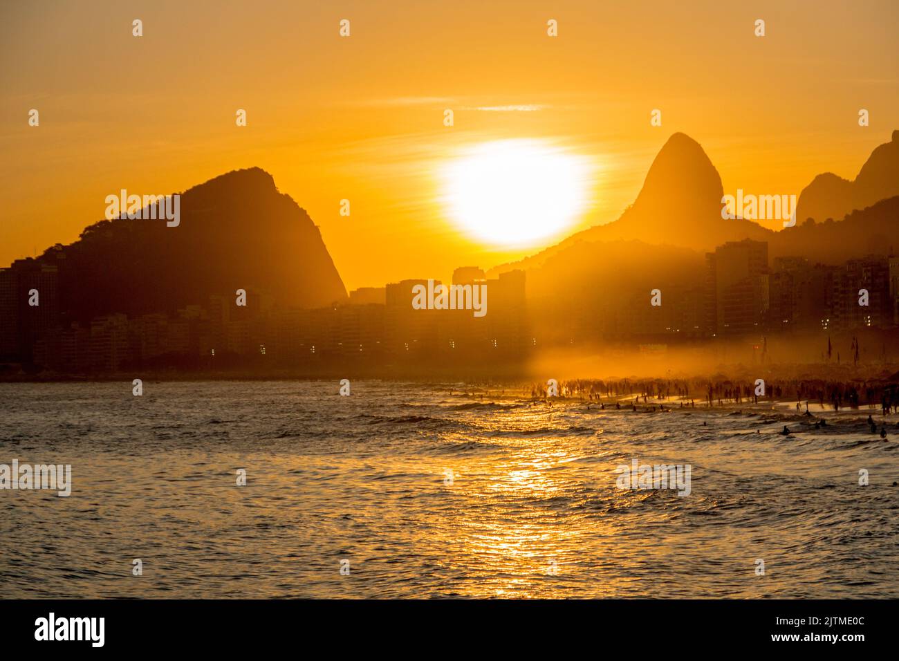 sunset at leme beach in copacabana in Rio de Janeiro Brazil Stock Photo ...