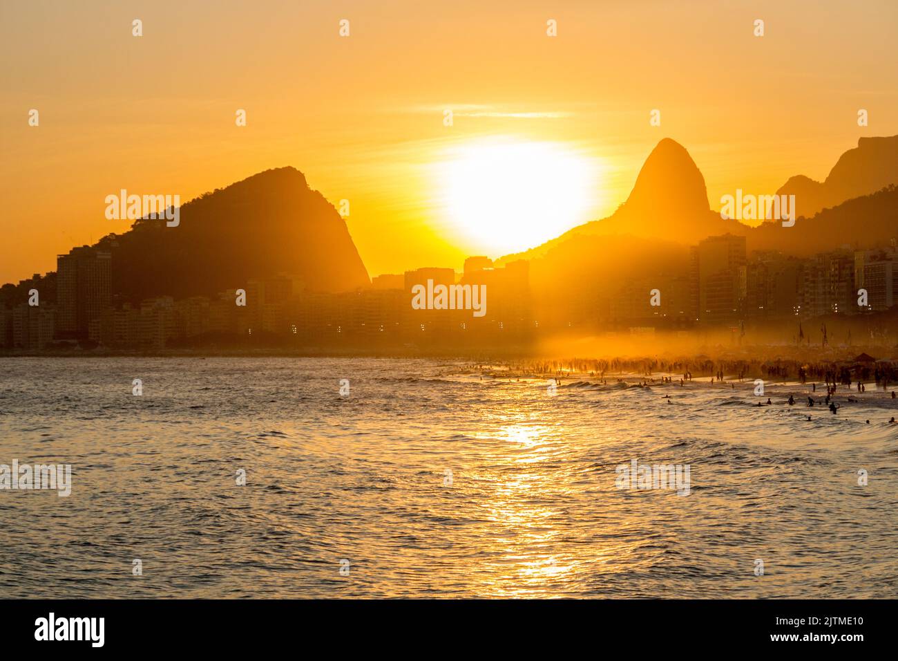 sunset at leme beach in copacabana in Rio de Janeiro Brazil Stock Photo ...
