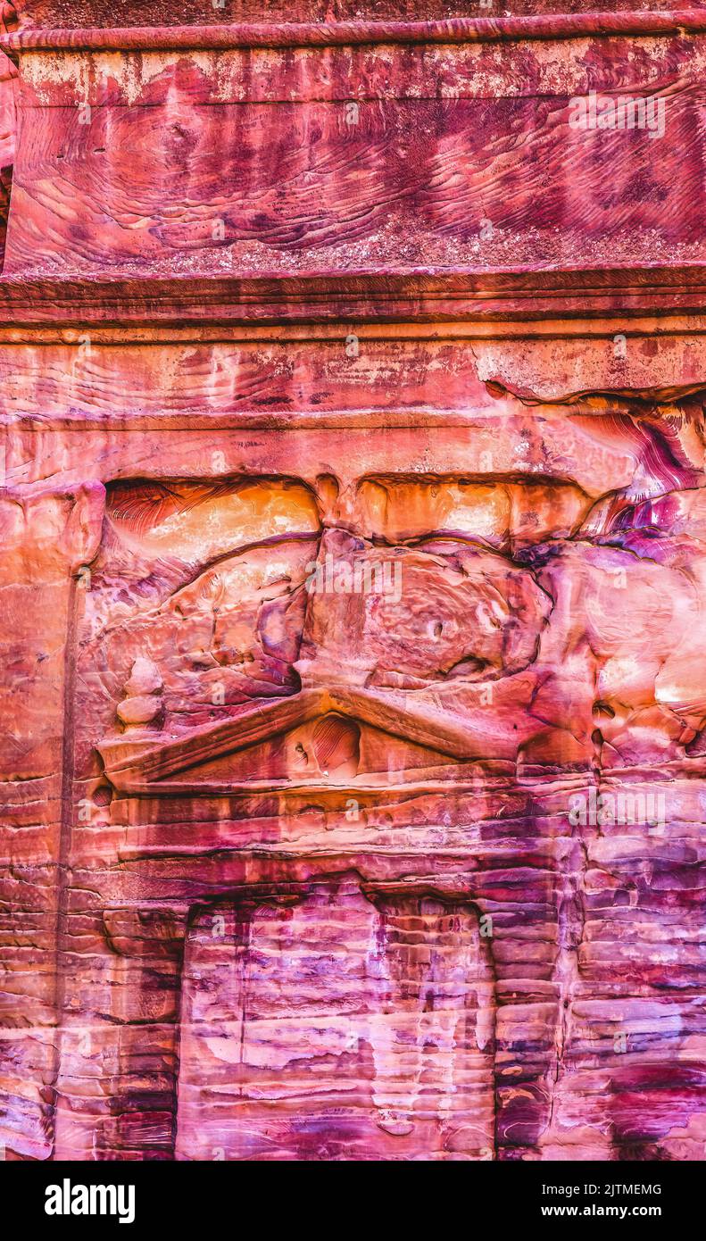 Rose Red Rock Tomb Street of Facades Petra Jordan. Built by Nabataens ...