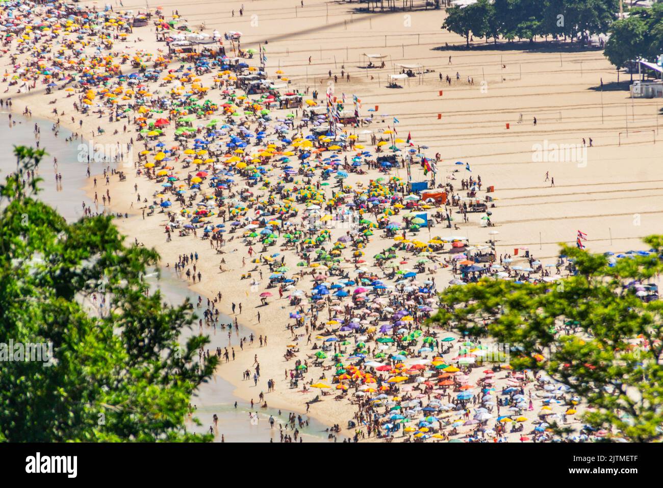 Copacabana beach full on a typical sunny Sunday in Rio de Janeiro ...