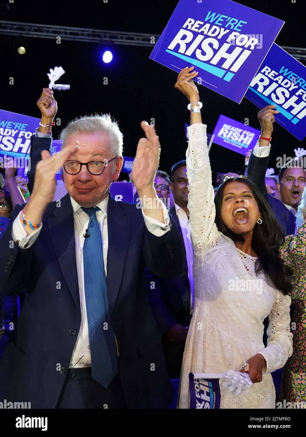 Michael Gove (left) and Rishi Sunak's wife Akshata Murthy (right ...