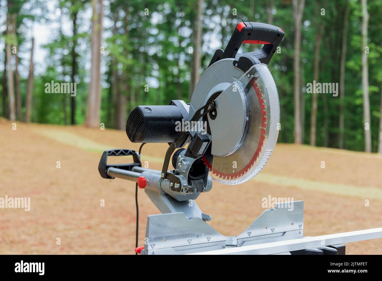 Circular miter saw is a newly constructed house that has been under ...