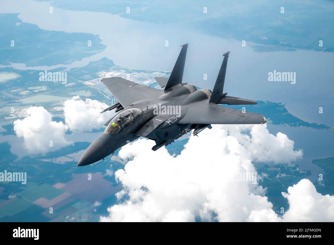 An F-15E Strike Eagle assigned to the 4th Fighter Wing, departs after ...