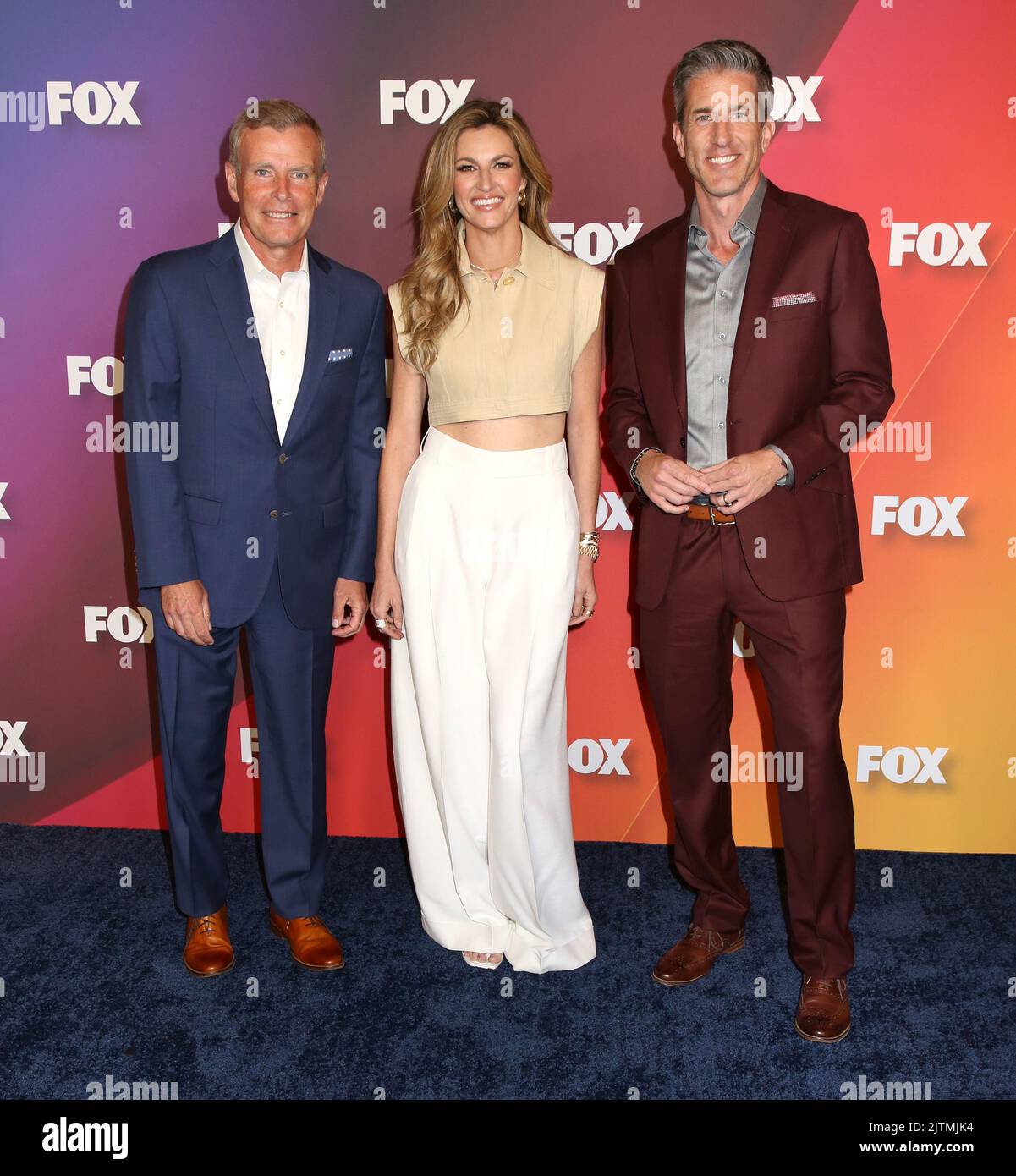 Tom Rinaldi, Erin Andrews and Kevin Burkhardt attending the FOX 2022 ...