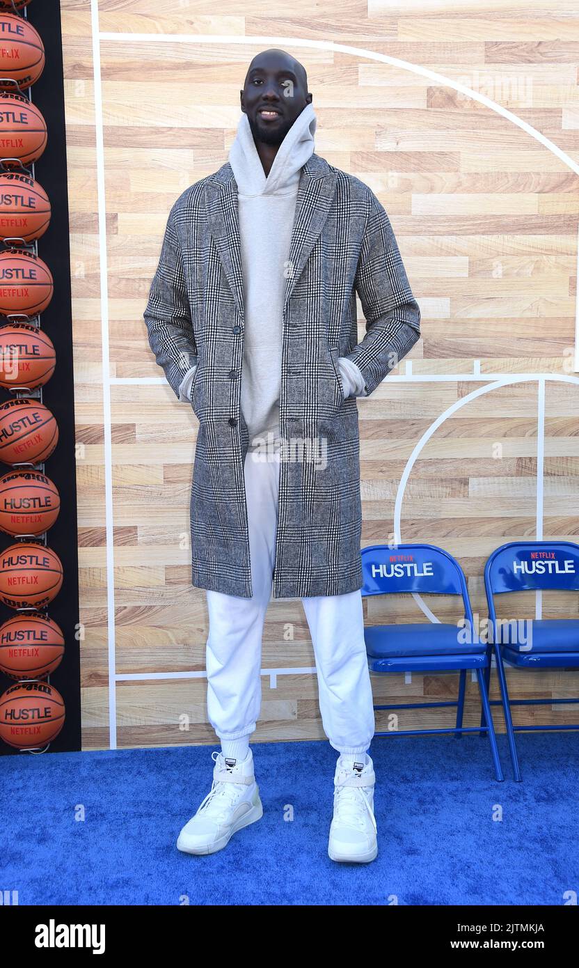 Tacko Fall arriving at Netflix's 'Hustle' Los Angeles premiere held at ...